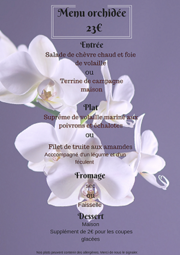Restaurant l'orchidée | MENU/CARTE